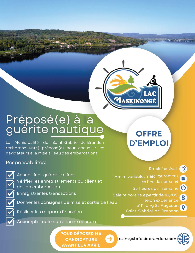 Offre d’emploi – Coordonnateur de la gestion du lac Maskinongé ...